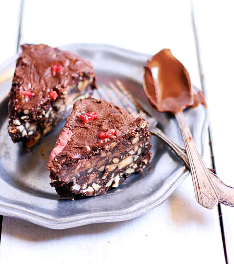 Chocolate Almond Cake- No Bake | Cook Click N Devour!!!