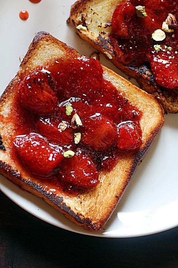 Strawberry Toast Recipe With Fresh Berries | Cook Click N Devour!!!