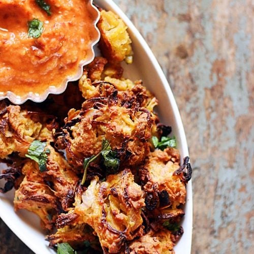 Baked Onion Pakoda (Onion Fritters) | Cook Click N Devour!!!